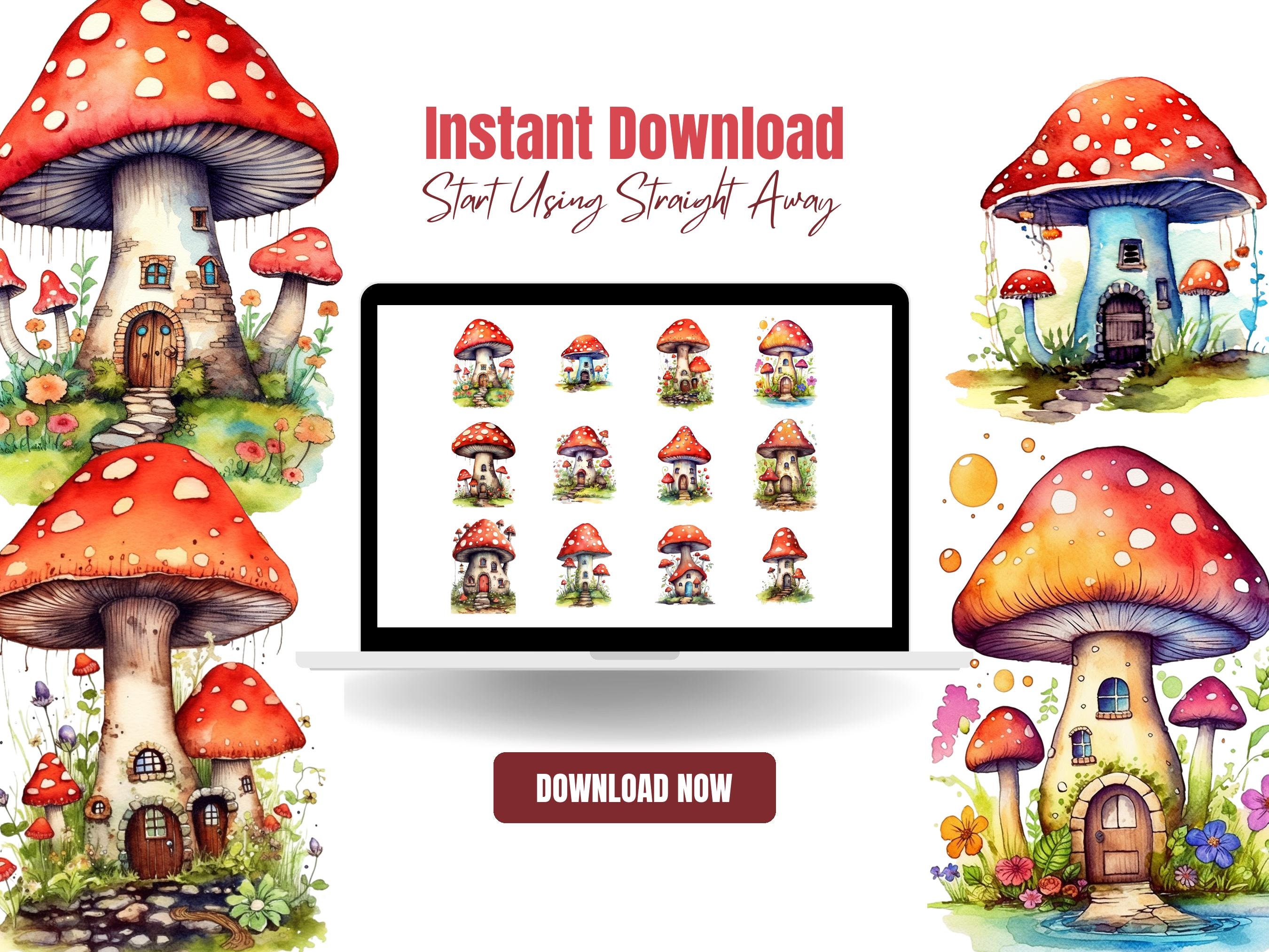 Toadstool House Clipart Set Red Fairytale Mushroom Home - Etsy