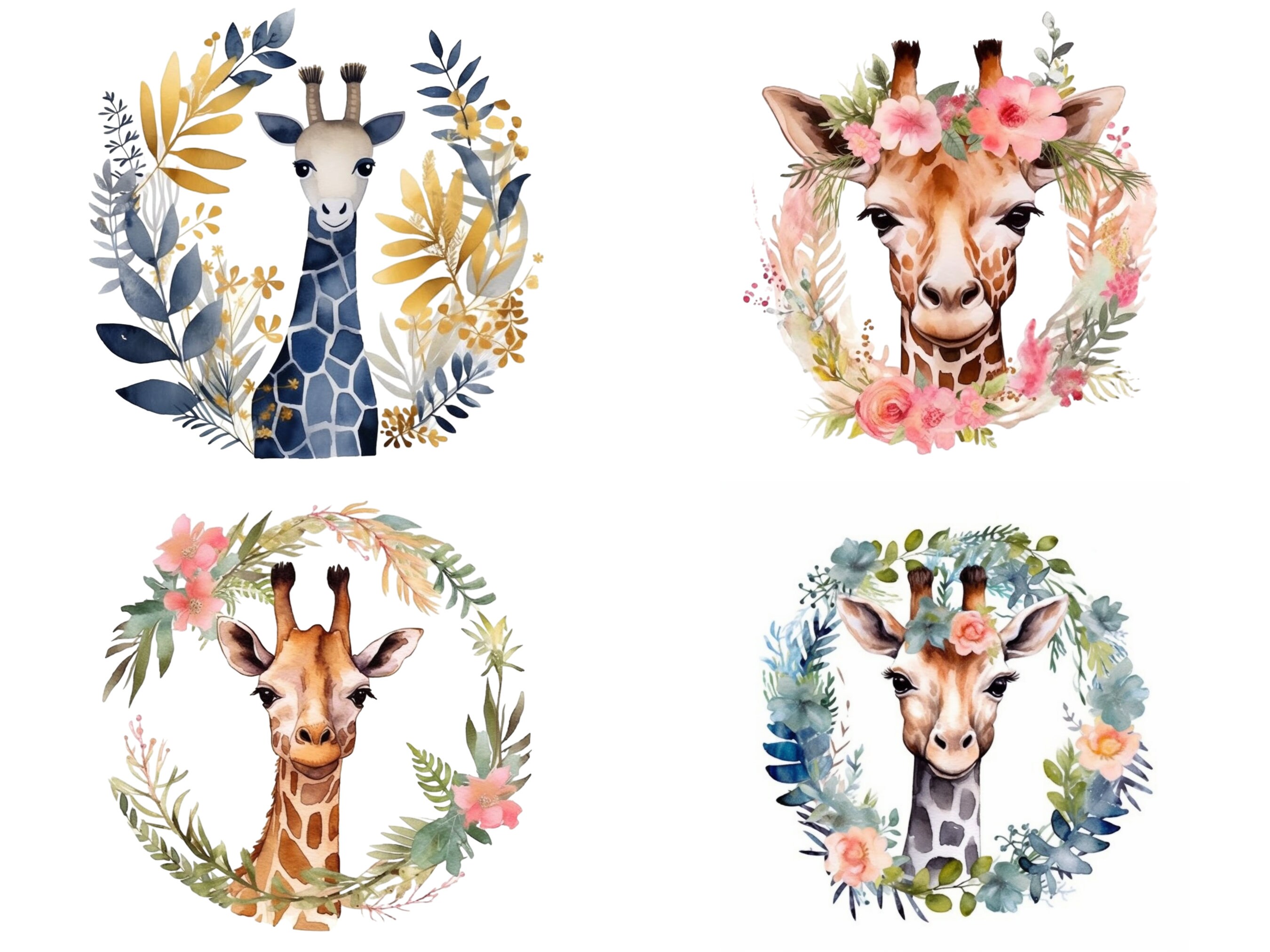 Baby Giraffe Watercolour Clipart Set Cute Safari Animals Zoo - Etsy