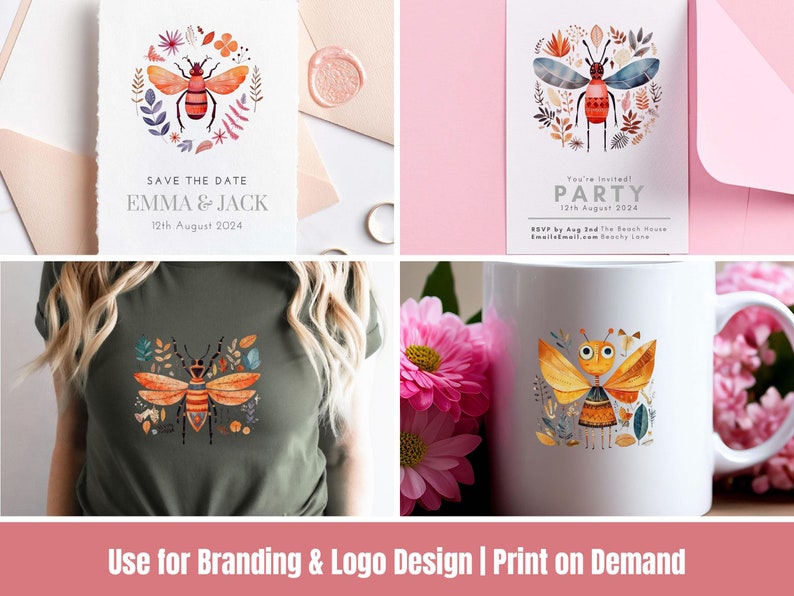 Insects Clipart Warm Shades Cute Design Nature Sublimation Art ...