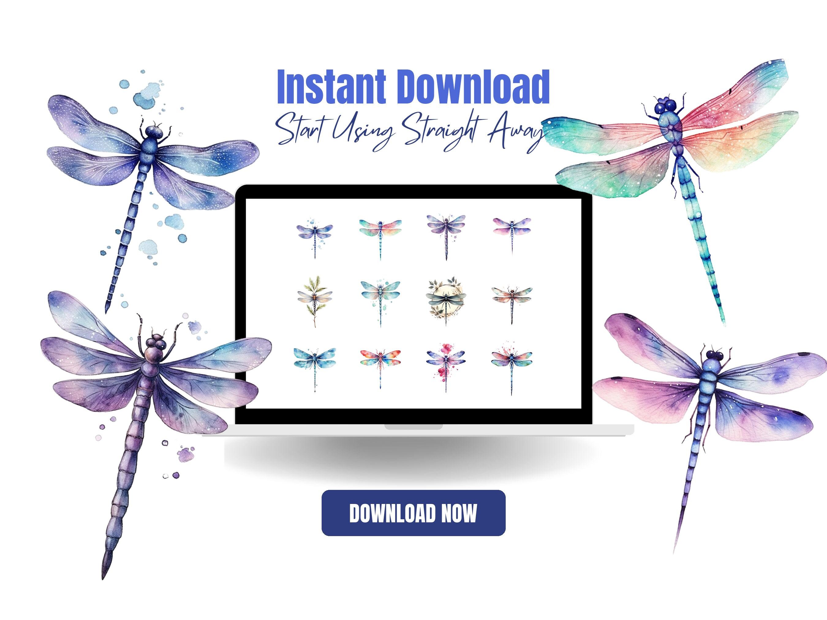 Dragonfly Clipart Set Delicate Pastel Dragonflies Insects Digital ...