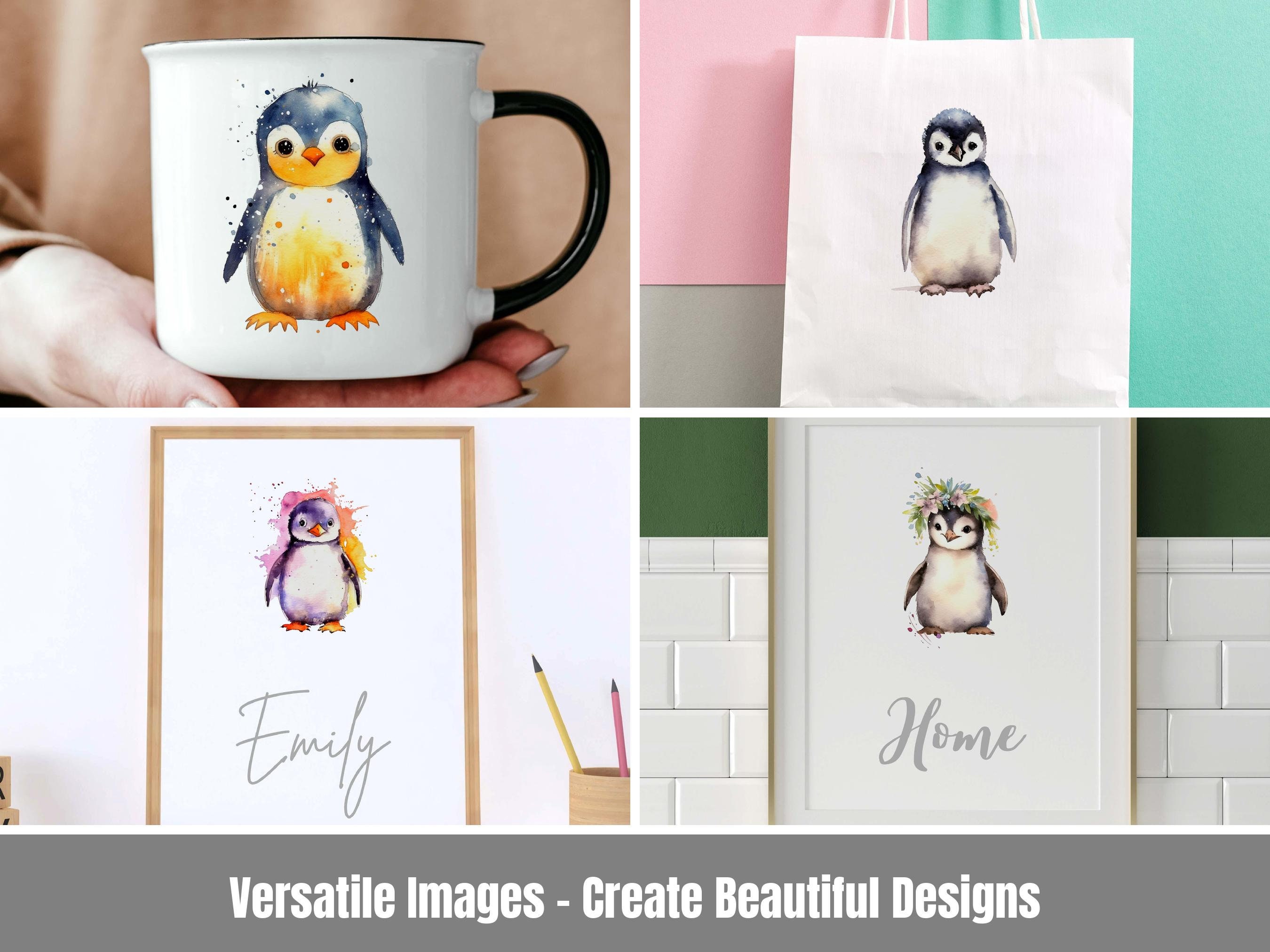 Baby Penguin Clipart Set Watercolour Winter Birds Nursery Art Png Baby ...