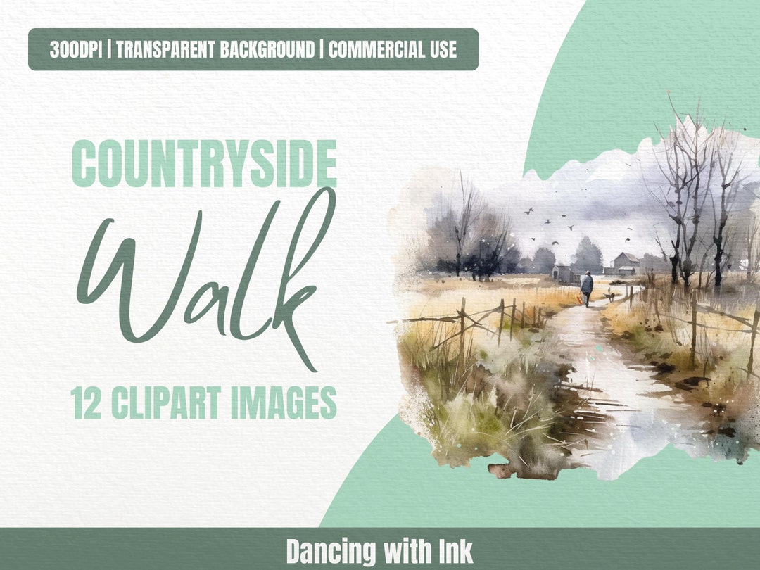 Countryside Walk Clipart Set Country Lane Path Digital PNG Watercolour ...