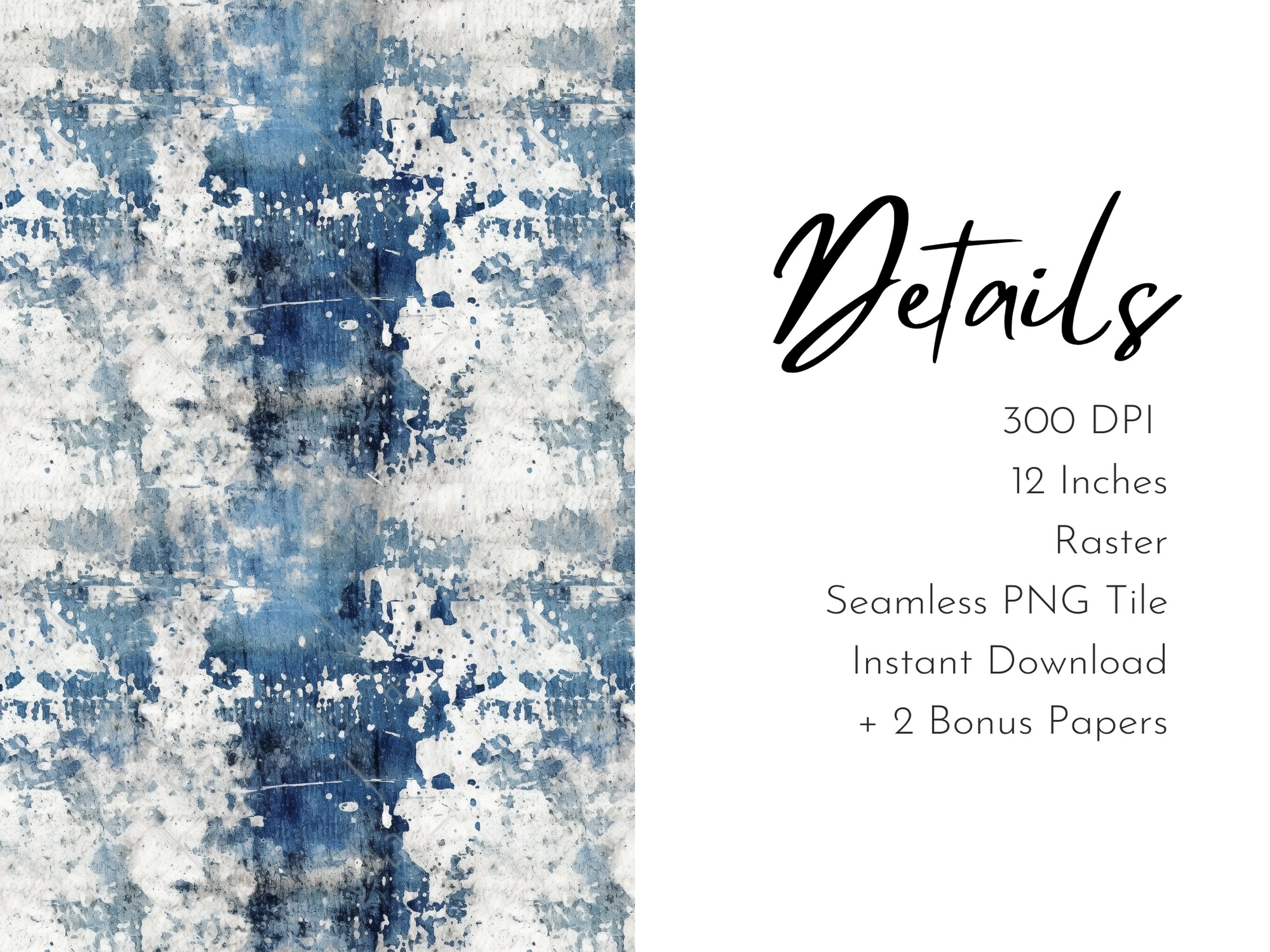 Grunge Overlays Seamless Patterns Set Blue Tones Digital Paper ...