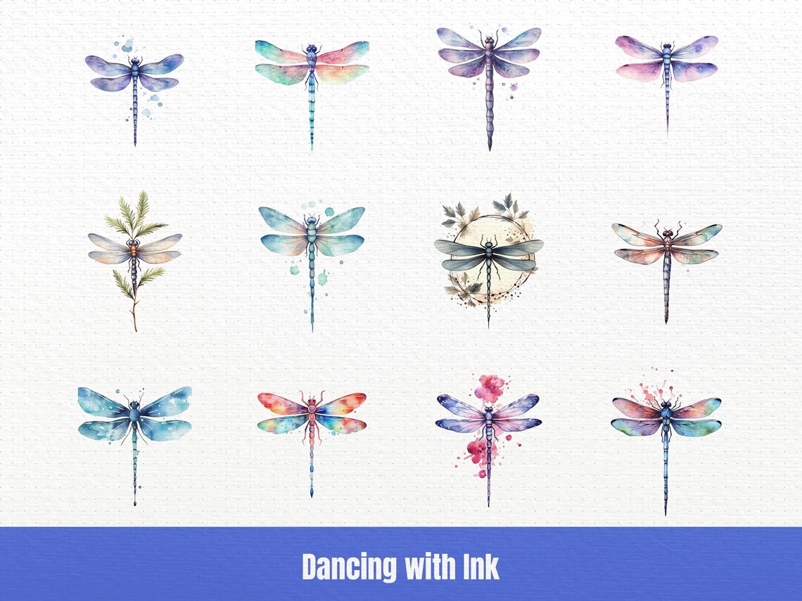 Dragonfly Clipart Set Delicate Pastel Dragonflies Insects Digital ...