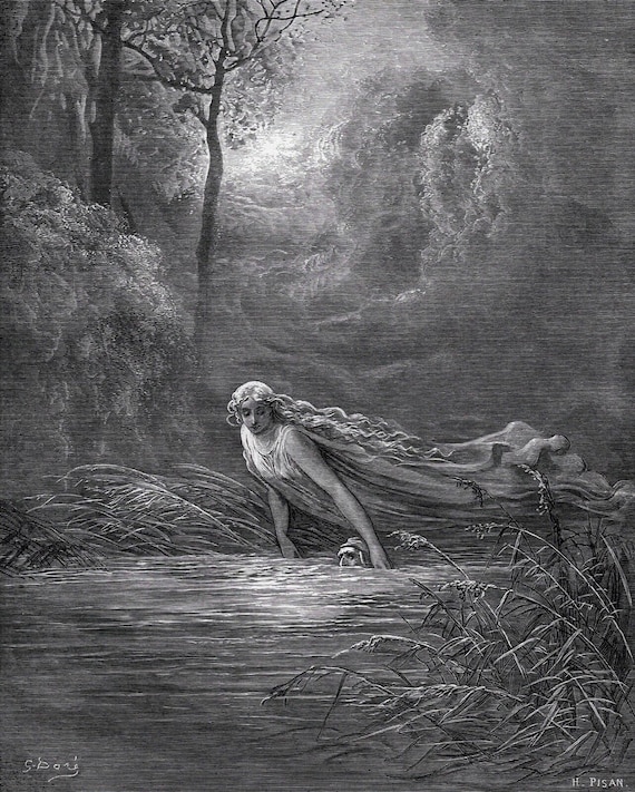 1800s Gustave DORE Woodcut river of Lethe Matelda & - Etsy