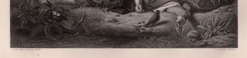 1800s John PEELE Engraving "sleepy Children" Custom Framed SIGNED ...