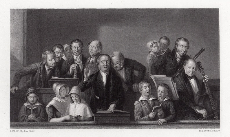 Thomas WEBSTER 1800s Detailed Engraving "the Village Choir ...