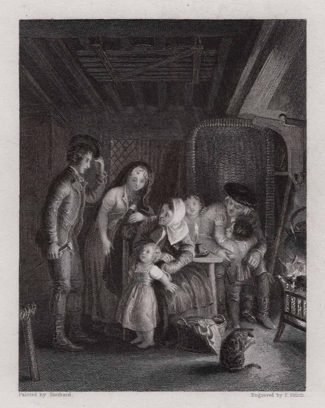 Thomas STOTHARD SIGNED 1800s Engraving "the Village Suitor's Welcome ...