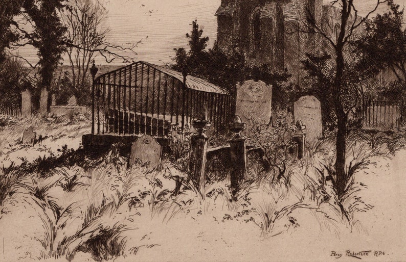 Original Percy Robertson 1800s Etching "st Mary's, Harrow on the Hill ...