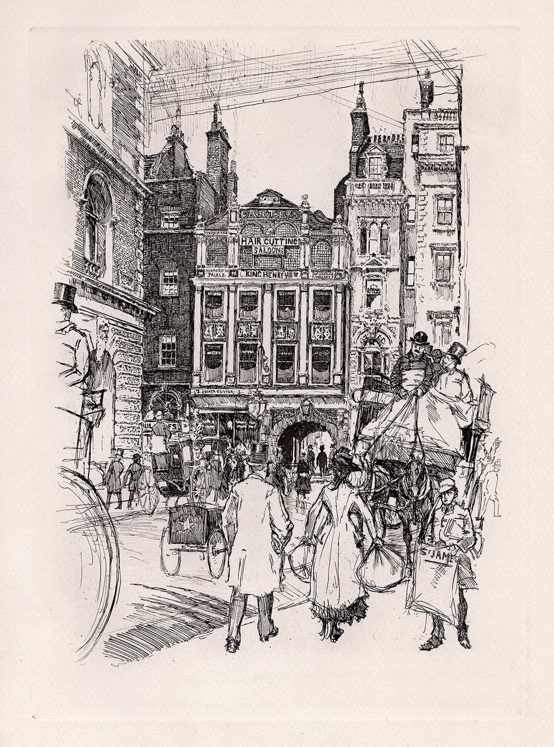 1800s Joseph PENNELL Antique Etching "the Corner of Chancery Lane ...