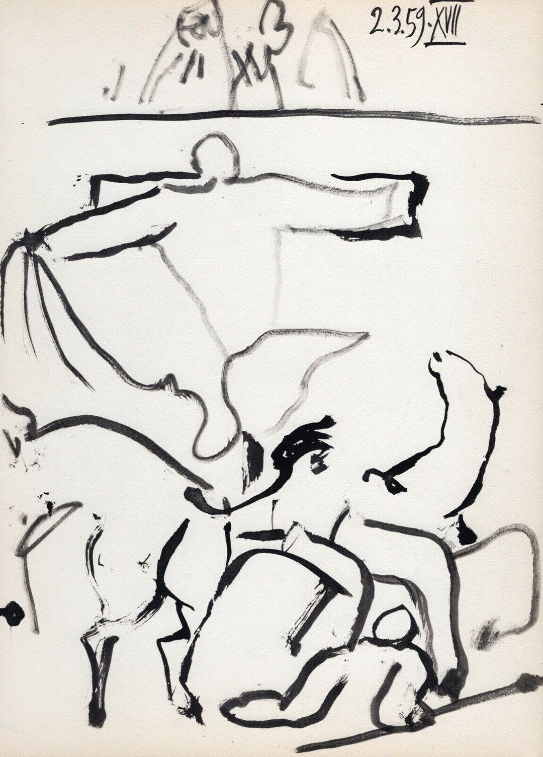 1961 Pablo Picasso Vintage Lithograph "bullfighting" Gallery FRAMED ...