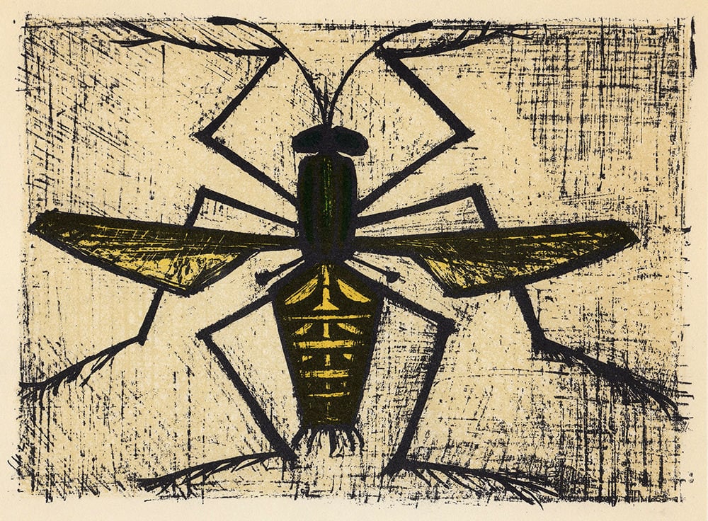 BERNARD BUFFET 1967 Gallery Color Lithograph the Bumble Bee Custom ...