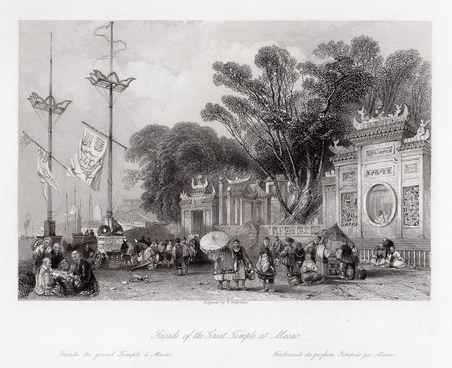 Thomas ALLOM Historic 1800s Engraving "facade of the Great Temple at ...
