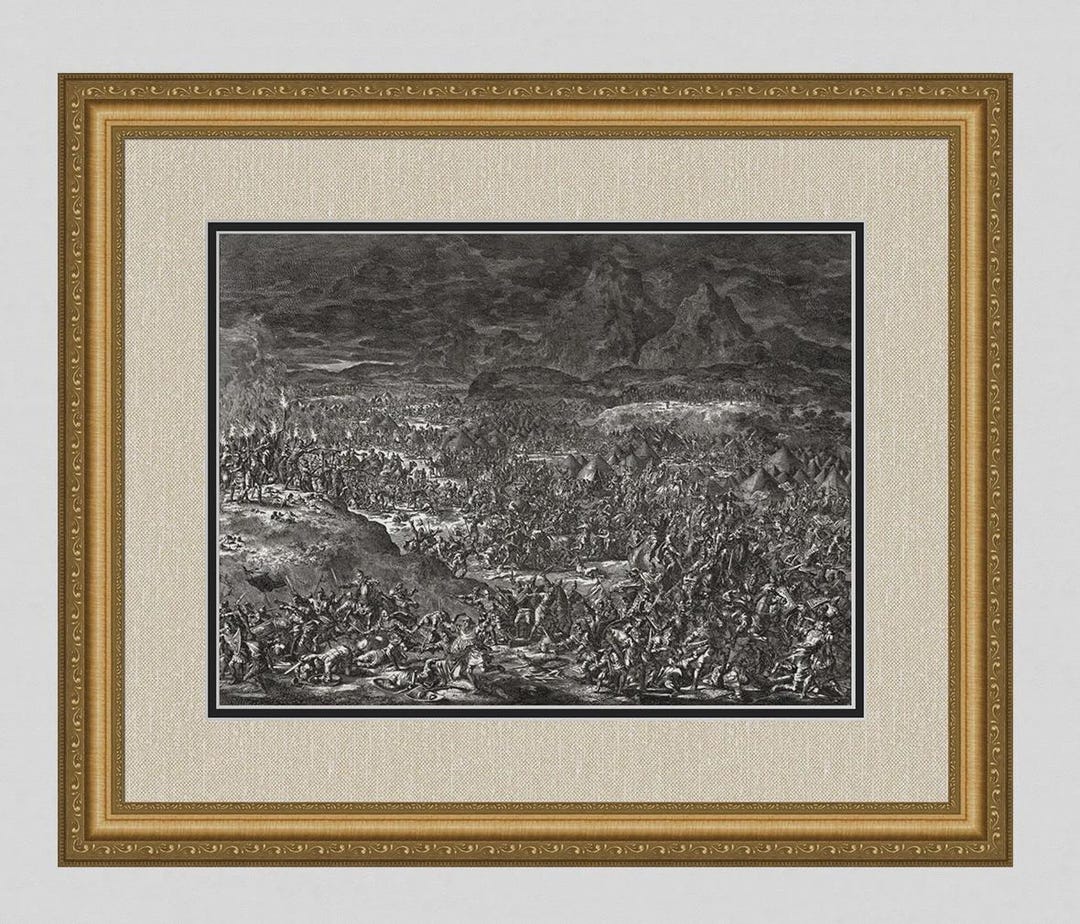 1700s Jan Luyken Biblical Engraving "gideon Defeats the Midianites ...