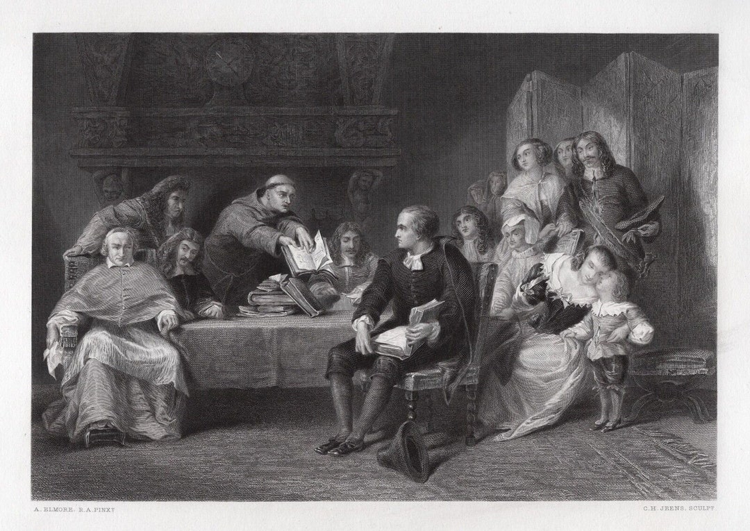 1800's Alfred ELMORE Signed Engraving "the Controversy" GALLERY FRAMED ...