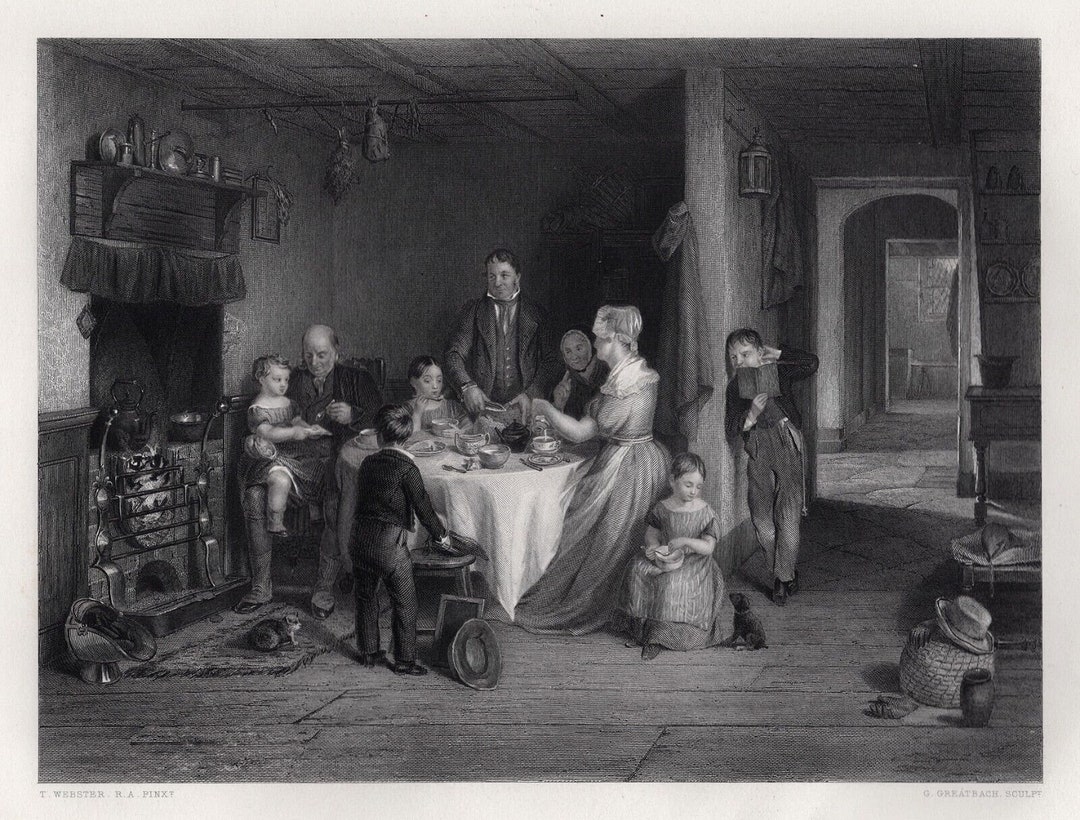 1800s THOMAS WEBSTER Engraving the Table Gallery - Etsy