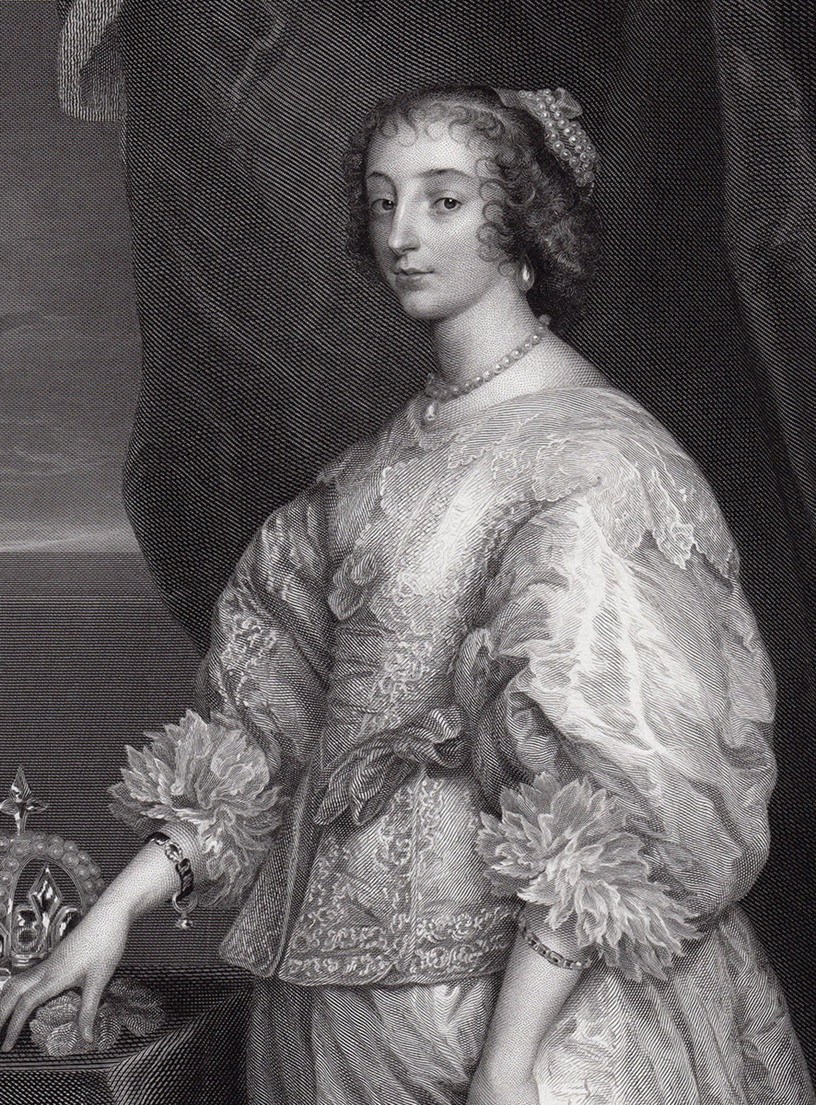 Anthony Van Dyck 1800s Engraving "queen Henrietta Maria" Gallery Framed ...
