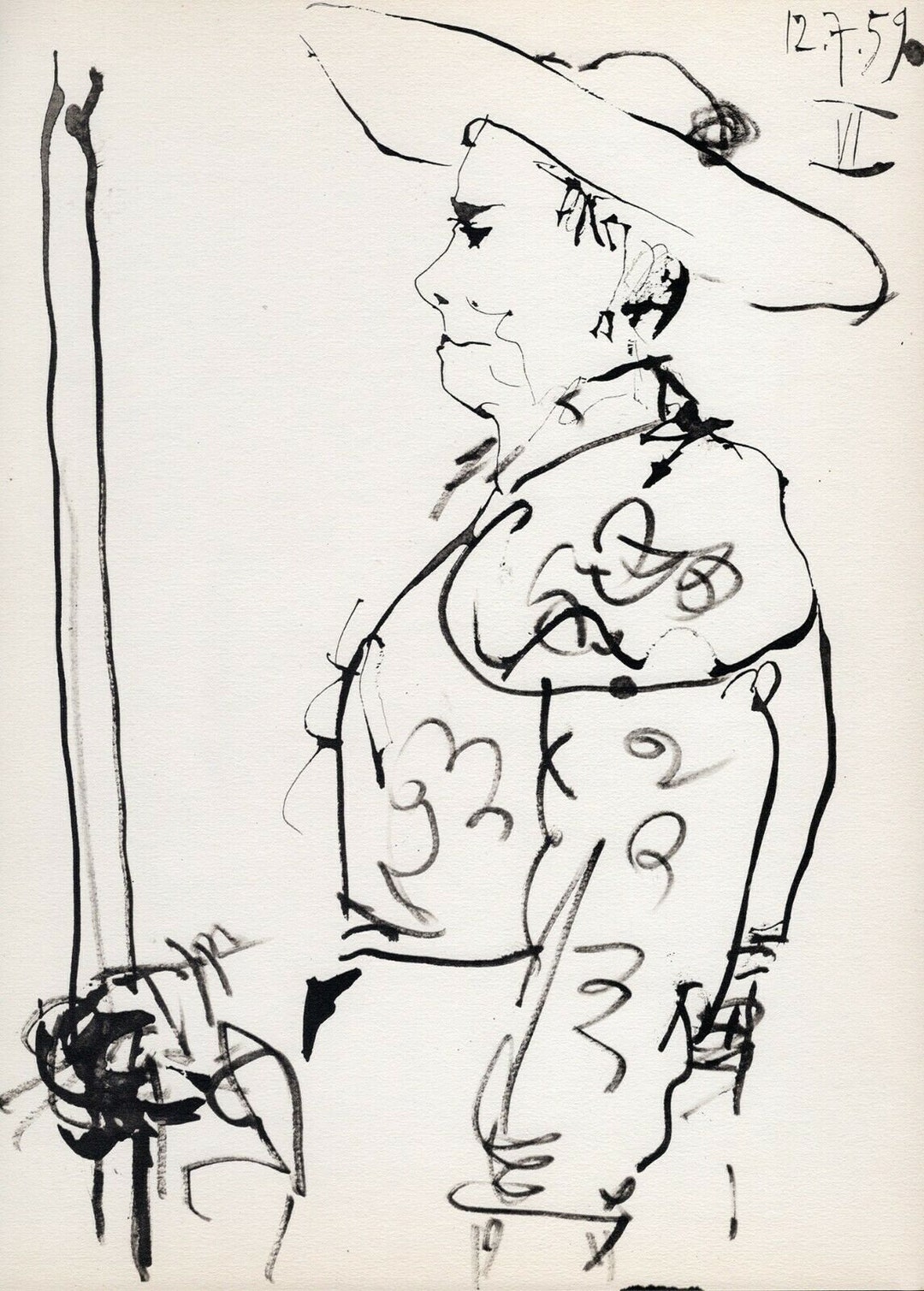 Pablo PICASSO 1961 Vintage Lithograph "picador Con Lanza" Custom Framed ...