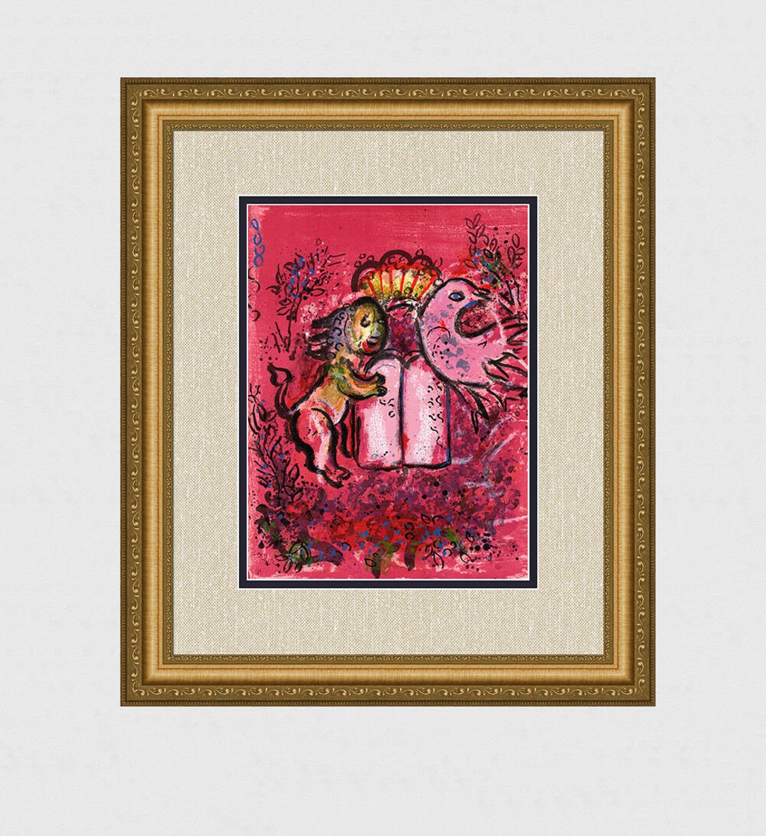 1962 CHAGALL Religious Original Mourlot 365 Color Lithograph "the Lion ...