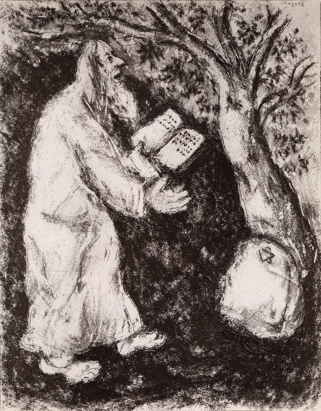 1956 Marc CHAGALL Religious Antique Print "joshua and the Rock of ...