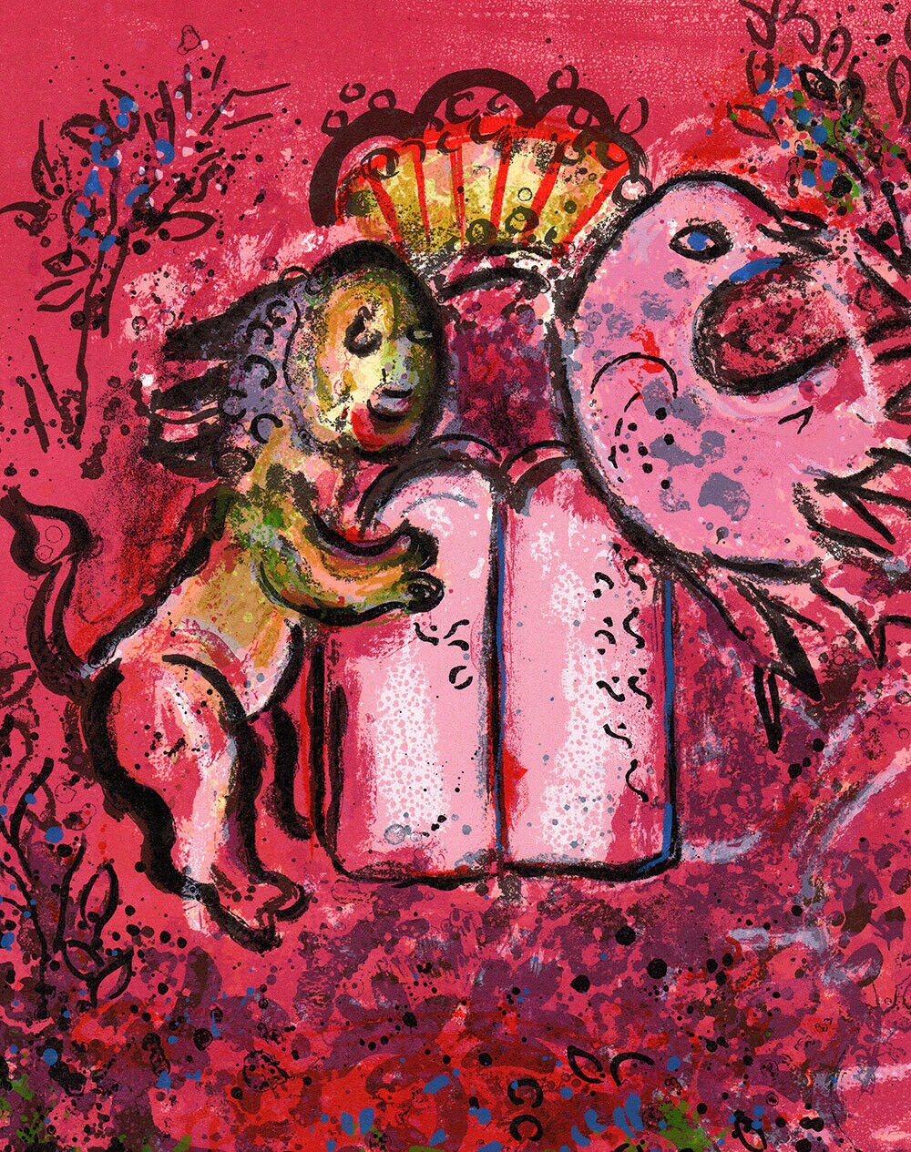 1962 CHAGALL Religious Original Mourlot 365 Color Lithograph the Lion ...