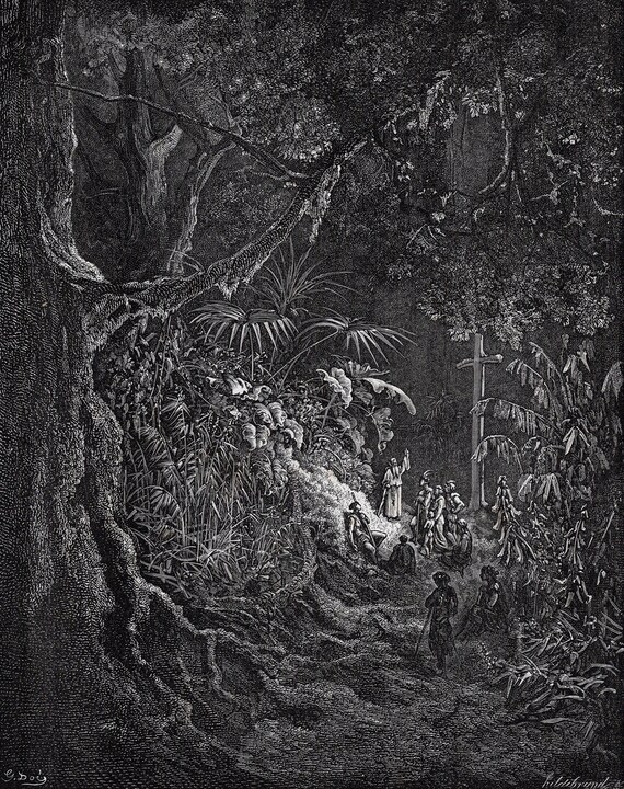 Gustave DORE 1800s Woodcut atala in the Woods a Hermit - Etsy