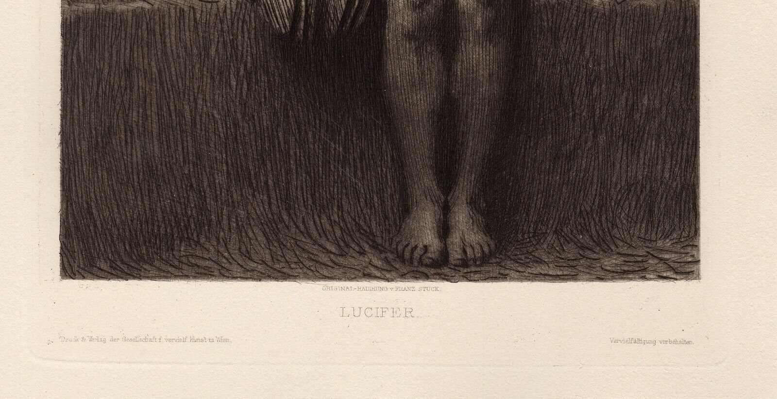 1800s Franz Von Stuck Original Etching "lucifer" Gallery FRAMED Signed ...