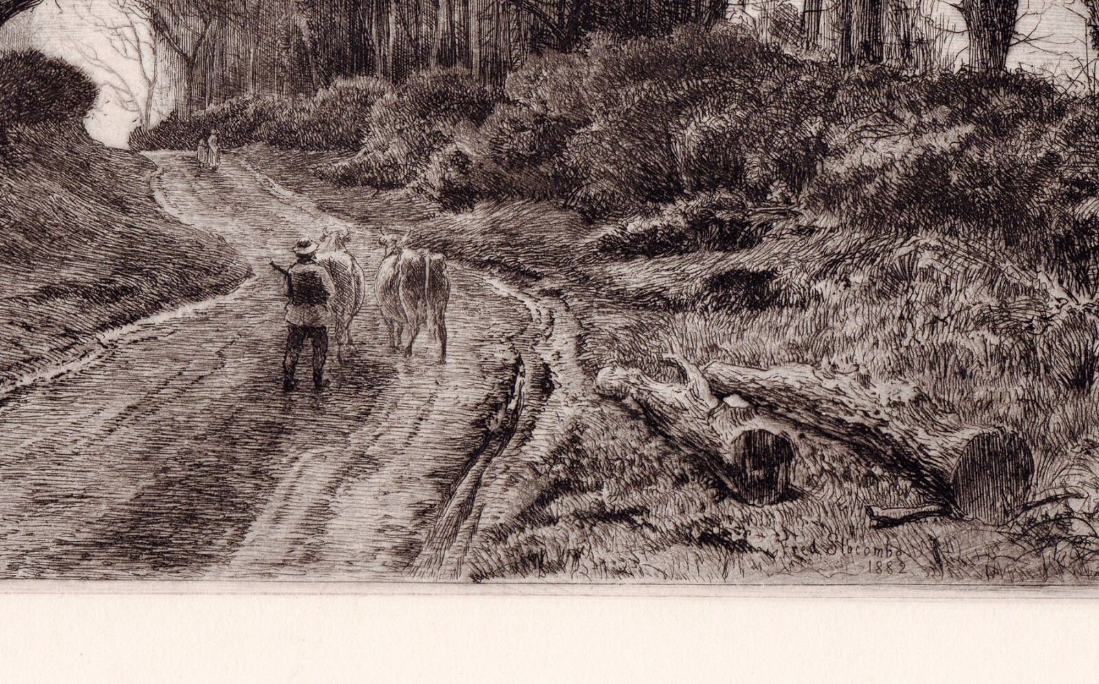 ORIGINAL Frederick Slocombe 1800s Etching "a Winter Walk" SIGNED Framed ...