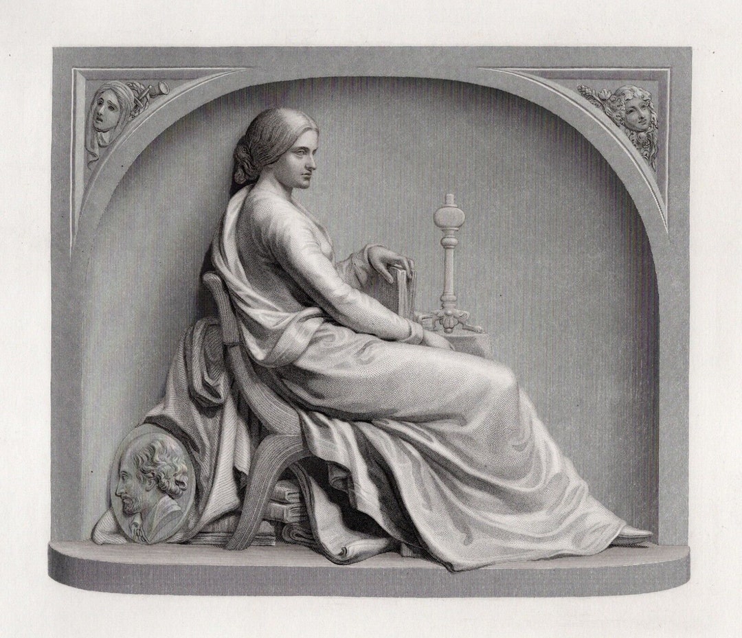 John Henry Foley 1800s Antique Engraving lady Helena Martin Custom ...