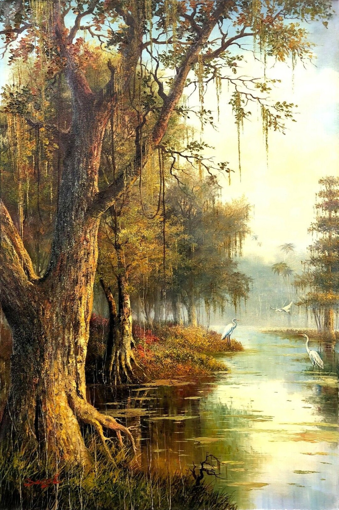 Bacci ORIGINAL HAND SIGNED Oil Painting "morning on the River, Florida ...