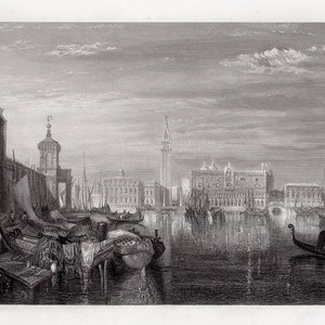 WILLIAM TURNER Historic 1800s Engraving "venice, Grand Canal" Custom ...