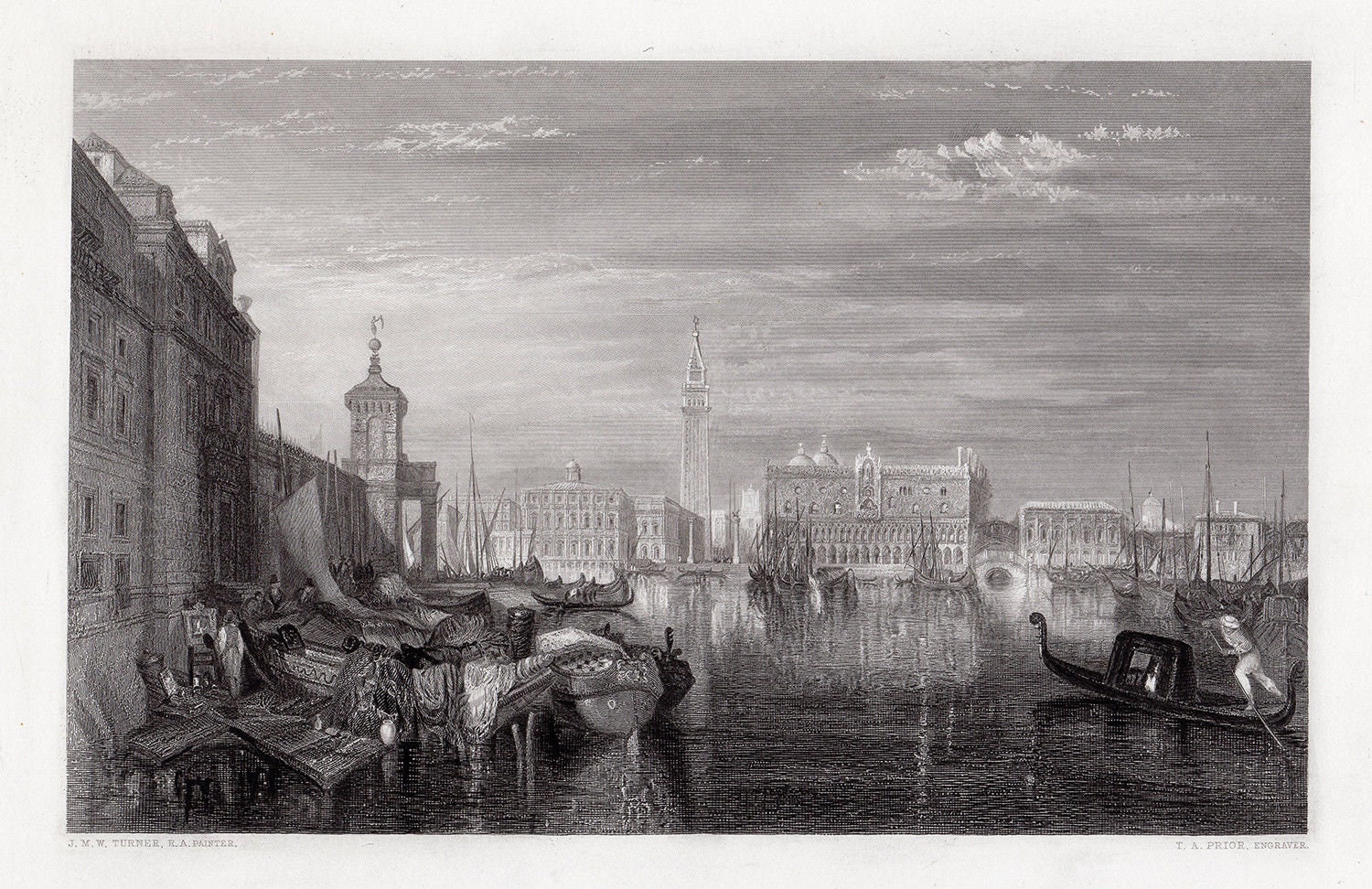 WILLIAM TURNER Historic 1800s Engraving venice, Grand Canal Custom ...