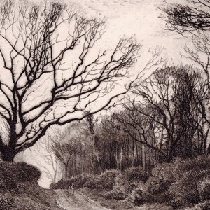 ORIGINAL Frederick Slocombe 1800s Etching "a Winter Walk" SIGNED Framed ...