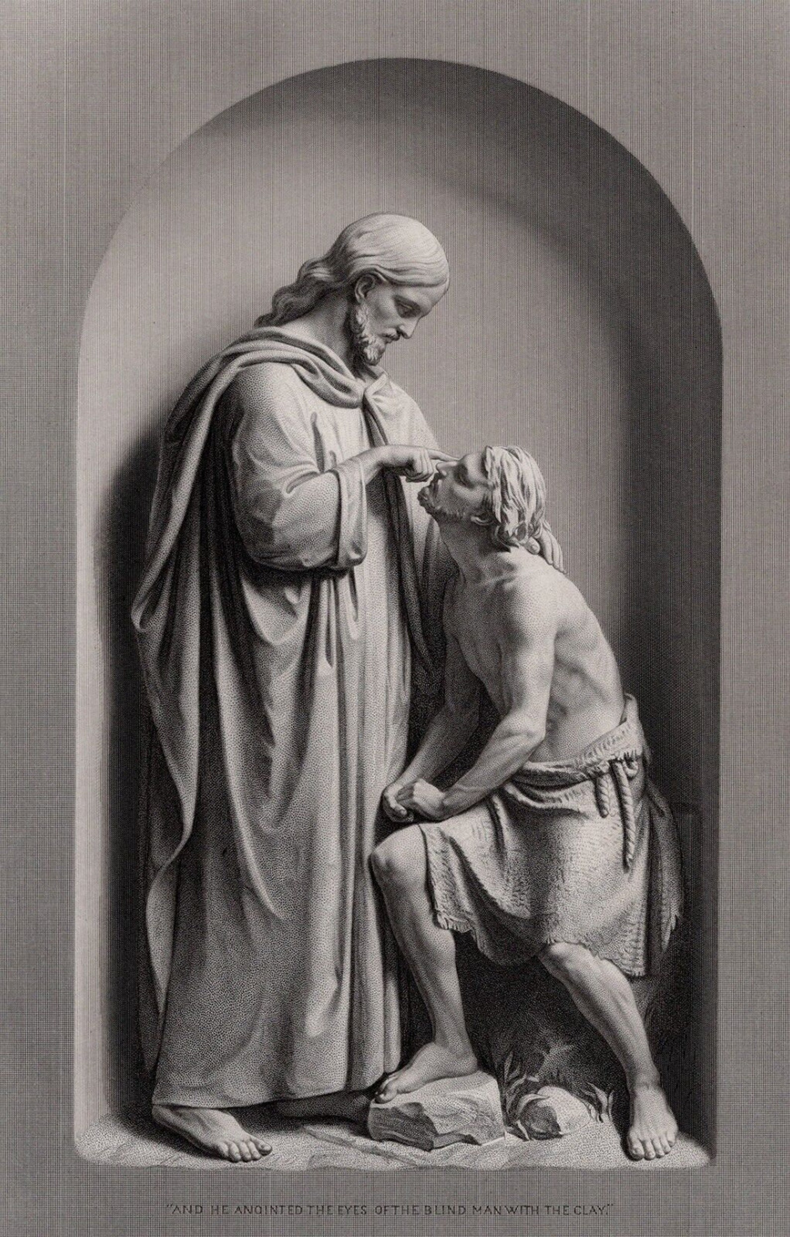 1800's CRITTENDEN Religious Engraving "christ Gives the Gift of Sight ...