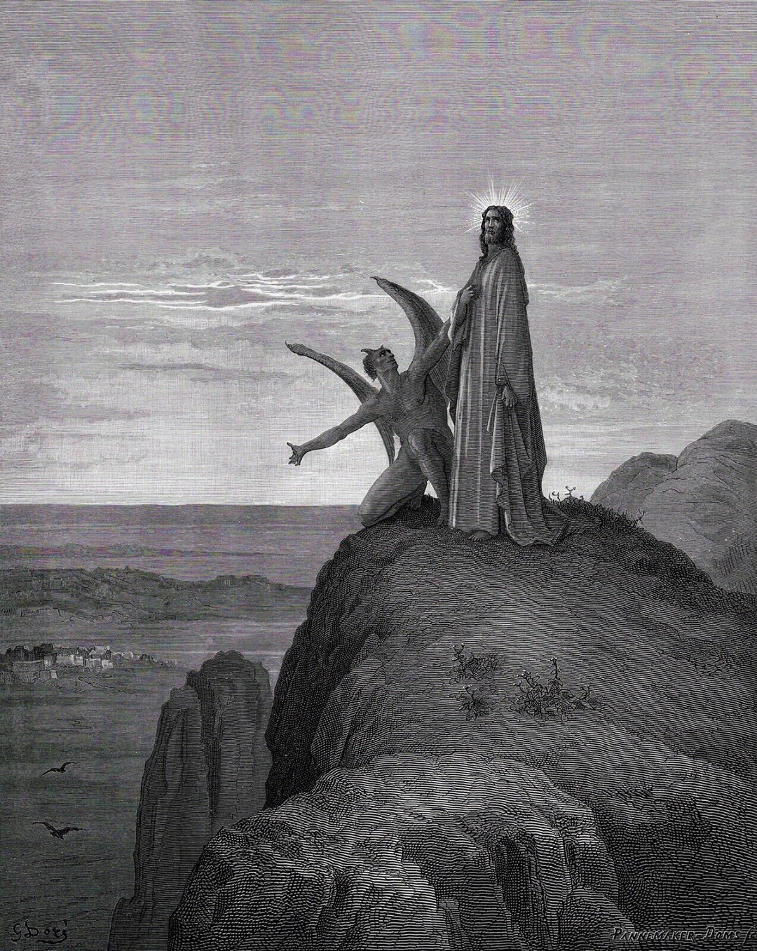 Gustave DORE 1800's Woodcut "jesus Was Tested in the Wilderness" SIGNED ...