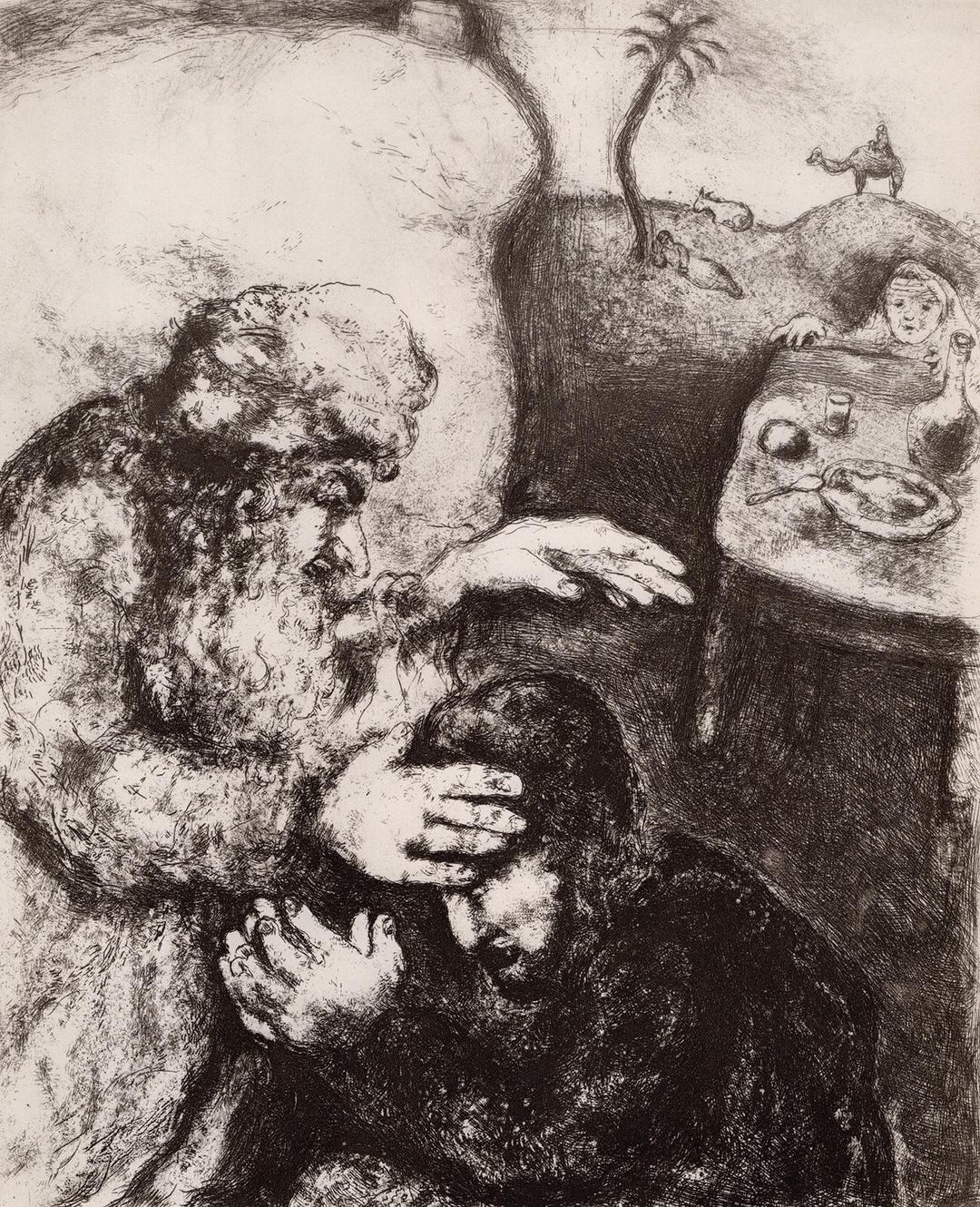 1956 Marc CHAGALL RELIGIOUS Print "jacob Blessed by Isaac" Custom ...