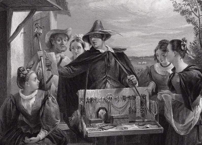 Charles Robert LESLIE 1800s Engraving "the Deceiving Salesman" SIGNED ...