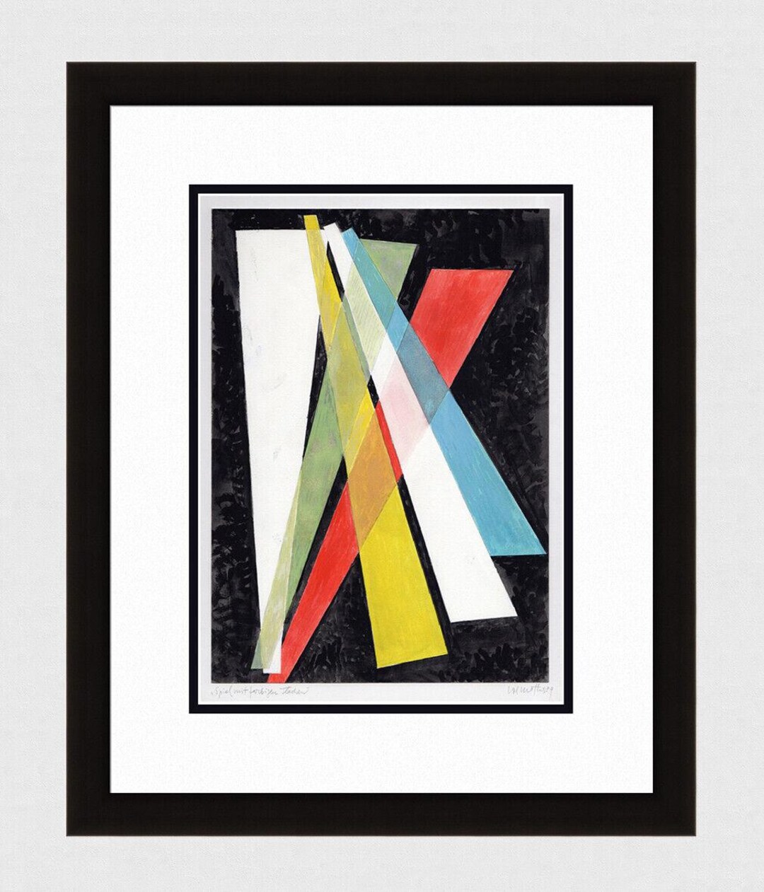 ORIGINAL Josef MATHIS Mixed Media Painting "spiel Mit Farbigen Flaechen ...