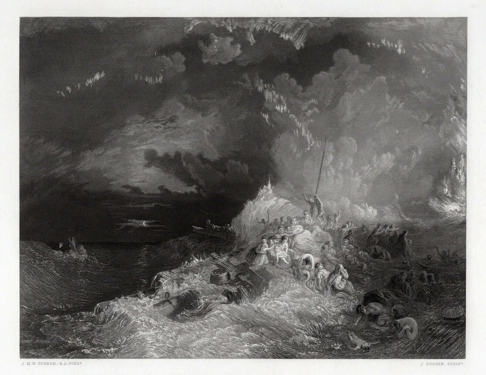 1800s William TURNER Engraving fire on the Water Gallery FRAMED SIGNED ...