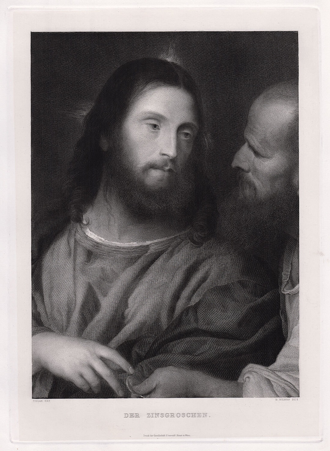 Biblical TITIAN Signed Antique 1800s Engraving "pharisees Tries to ...