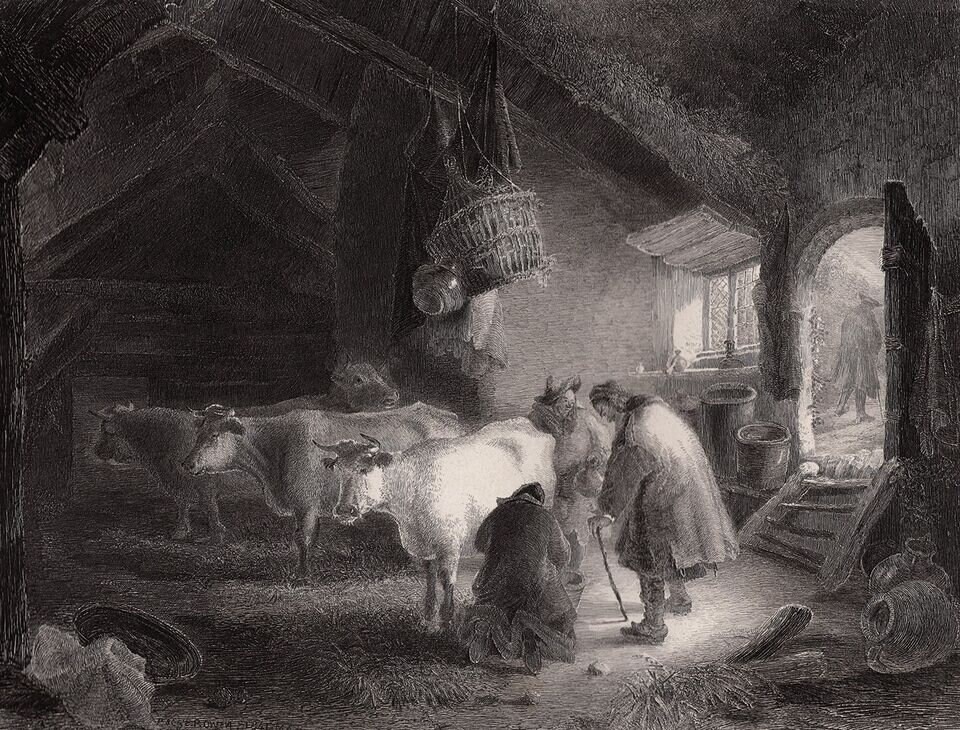 Edward Pryce OWEN 1800's Original Etching"milking the Cows" Custom ...