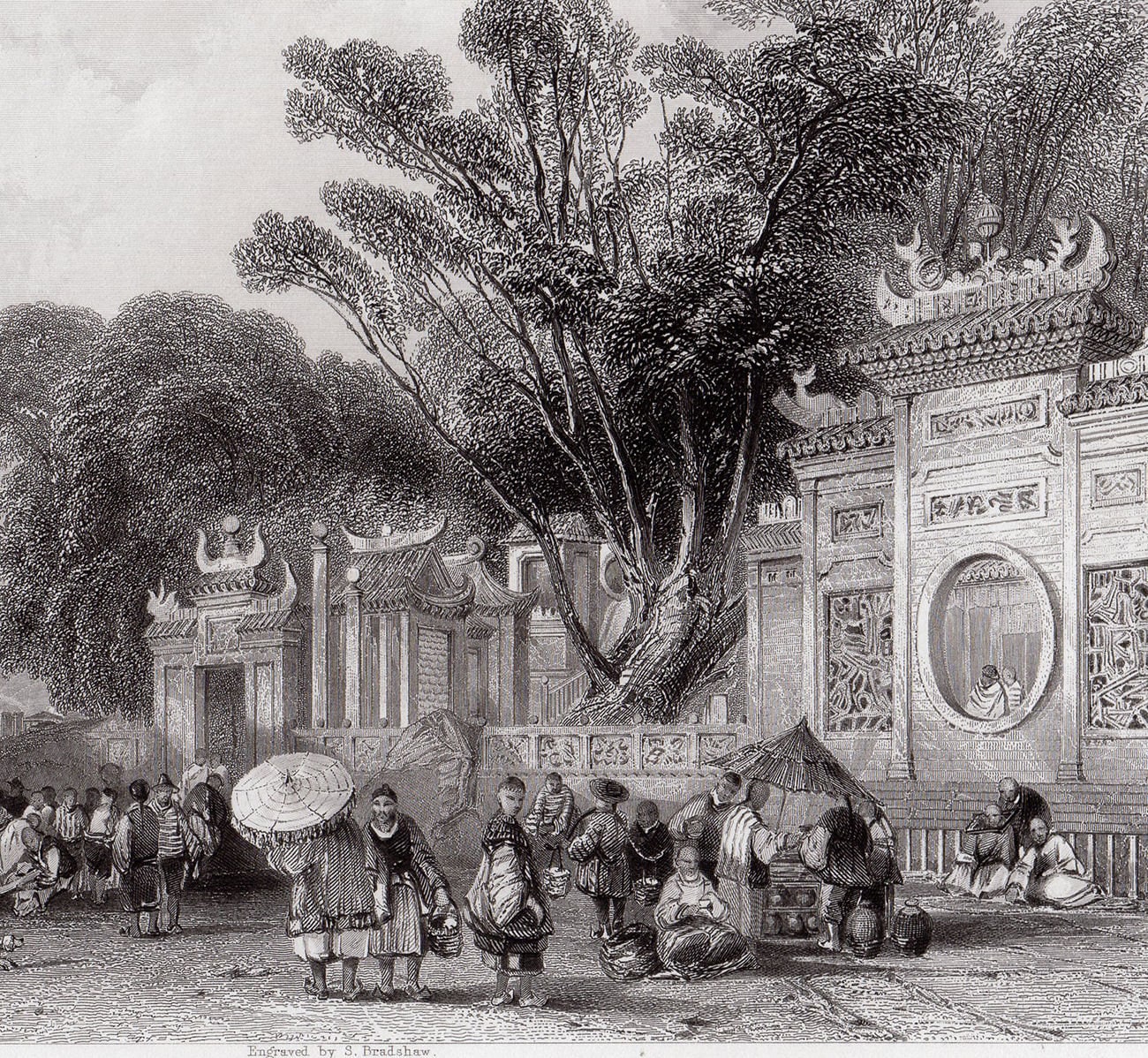 Thomas ALLOM Historic 1800s Engraving "facade of the Great Temple at ...