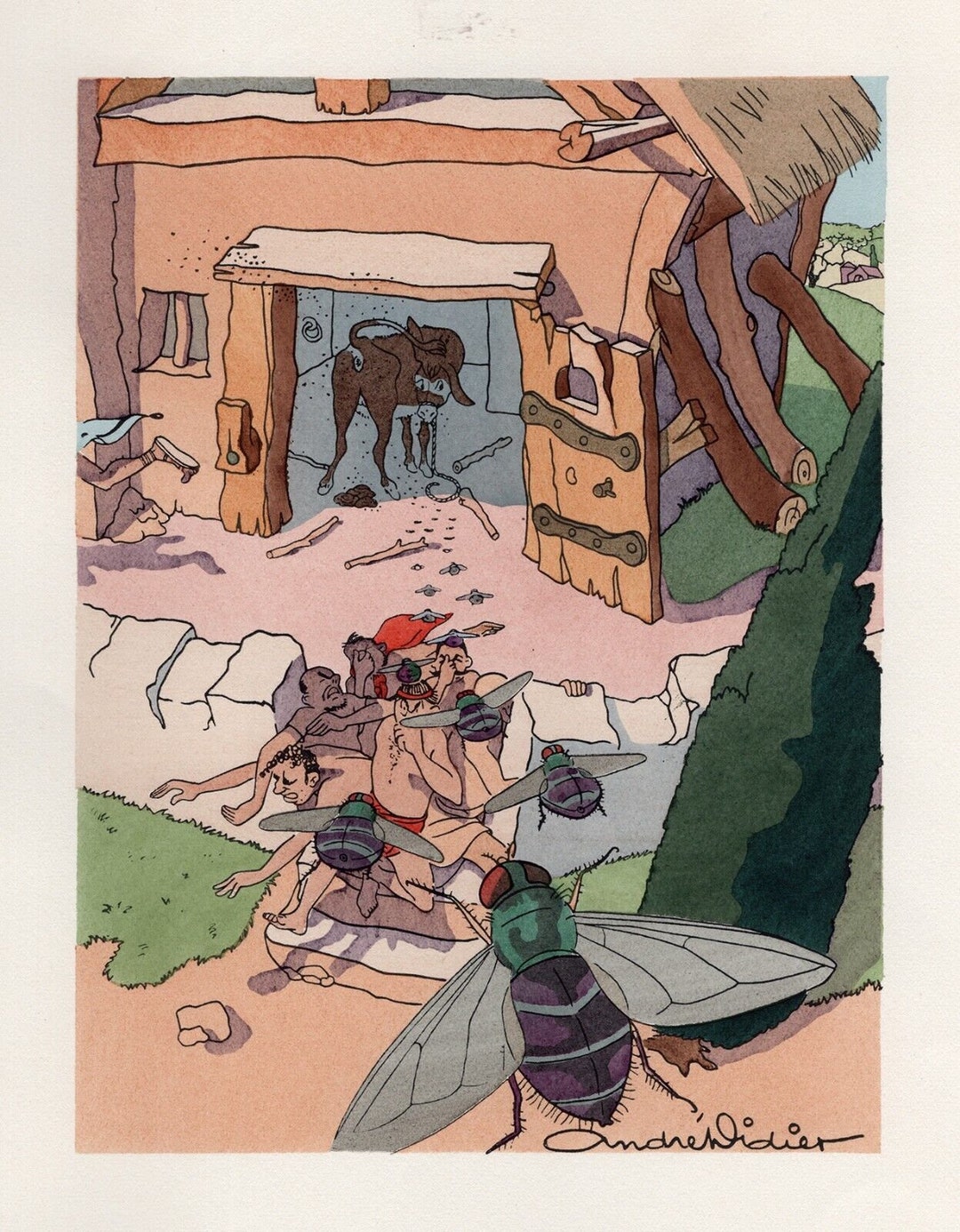 1946 Andre DIDIER Color Lithograph "lucius Awaiting the Roses" Custom ...