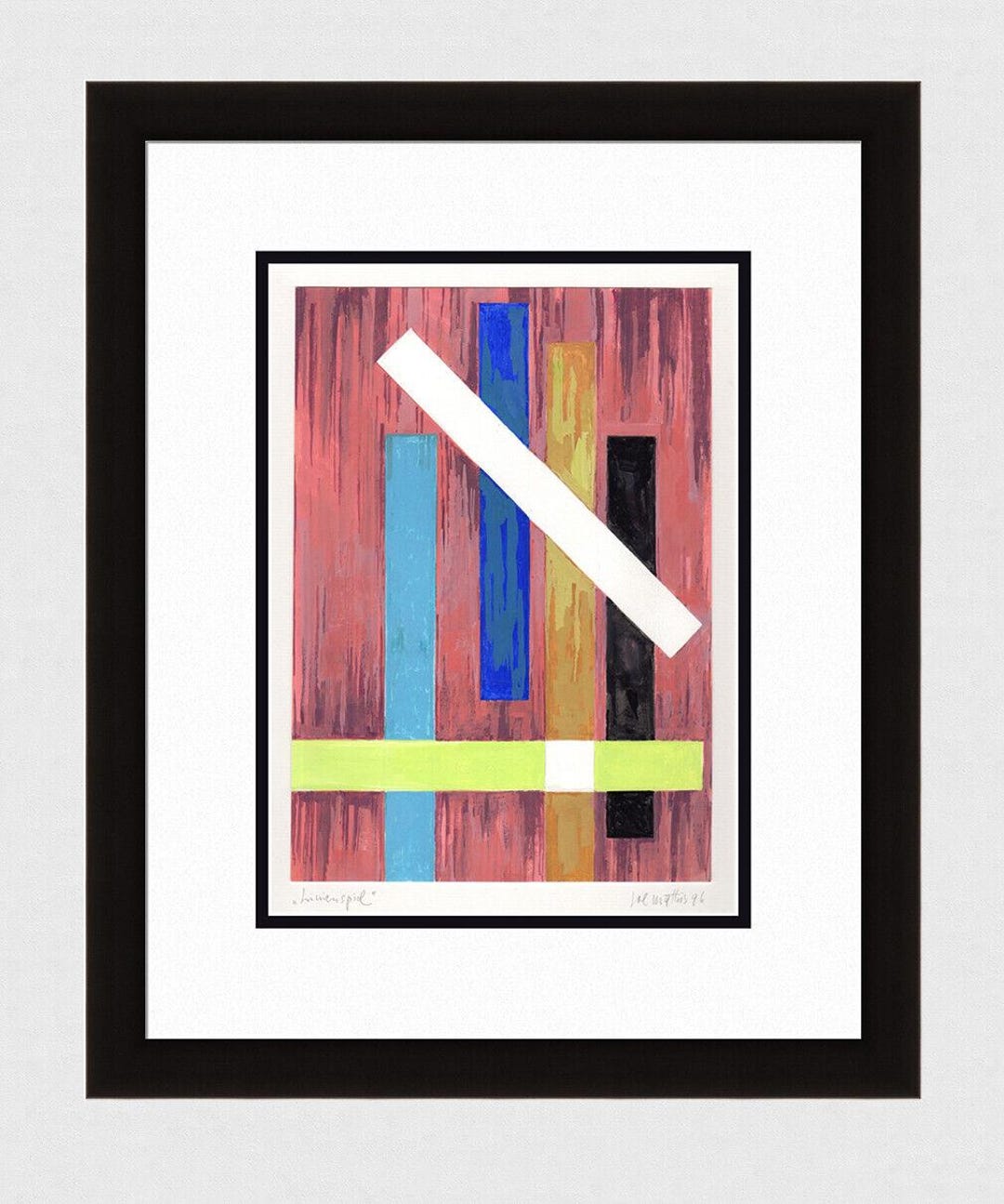 JOE MATHIS Original Mixed Media Painting "playful Lines" Pencil Signed ...