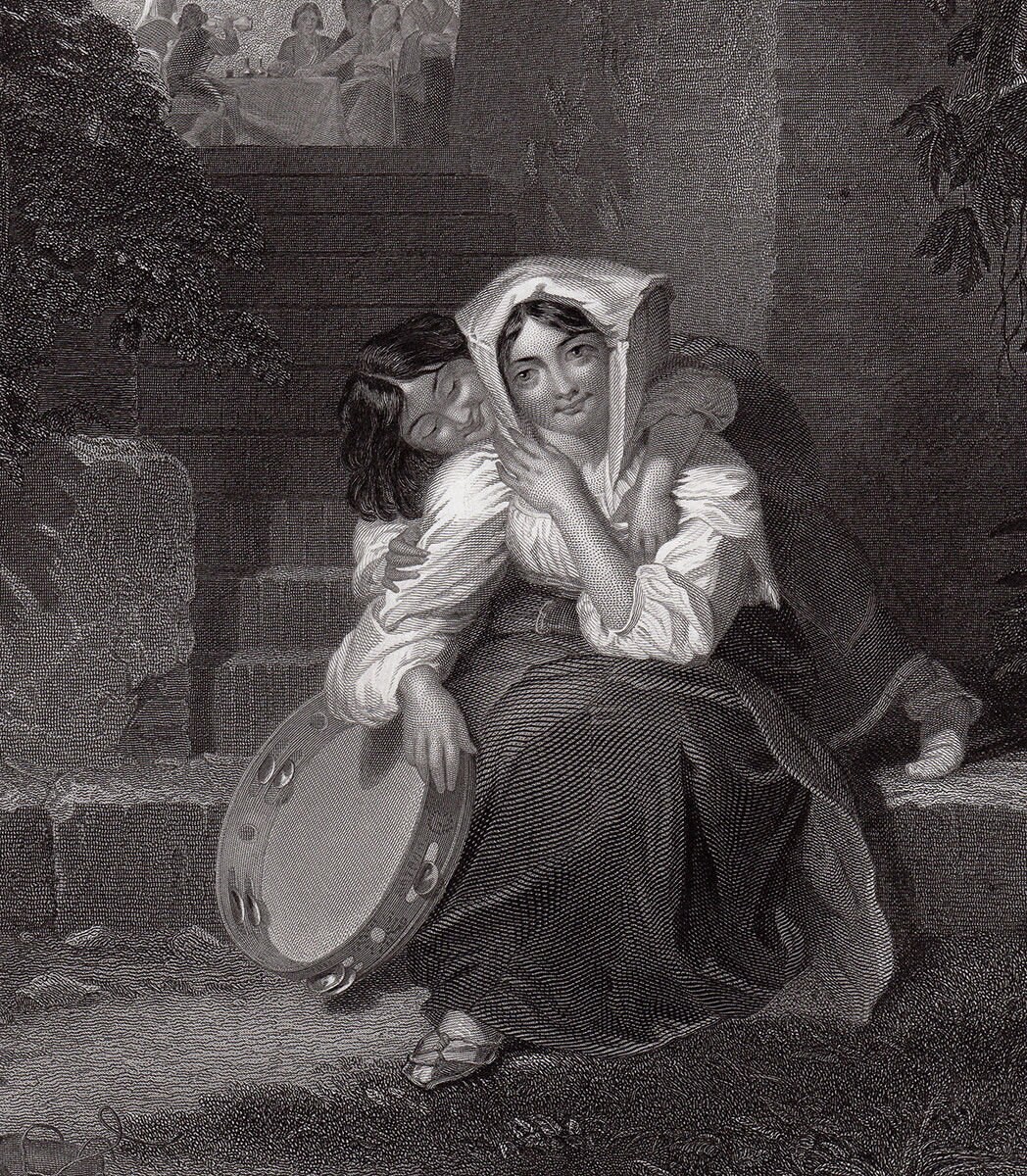 Penry Williams 1800s Engraving "tambourine" SIGNED Custom FRAMED ...