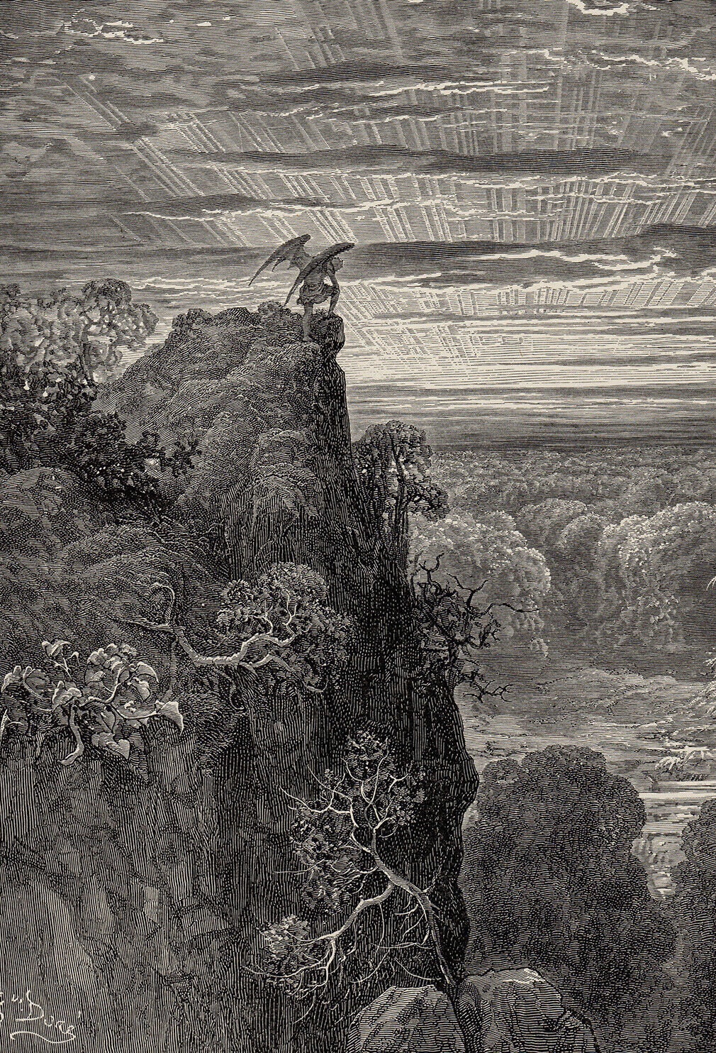 1800s GUSTAVE Dore Antique Woodcut "the Devil Travels Through Eden ...