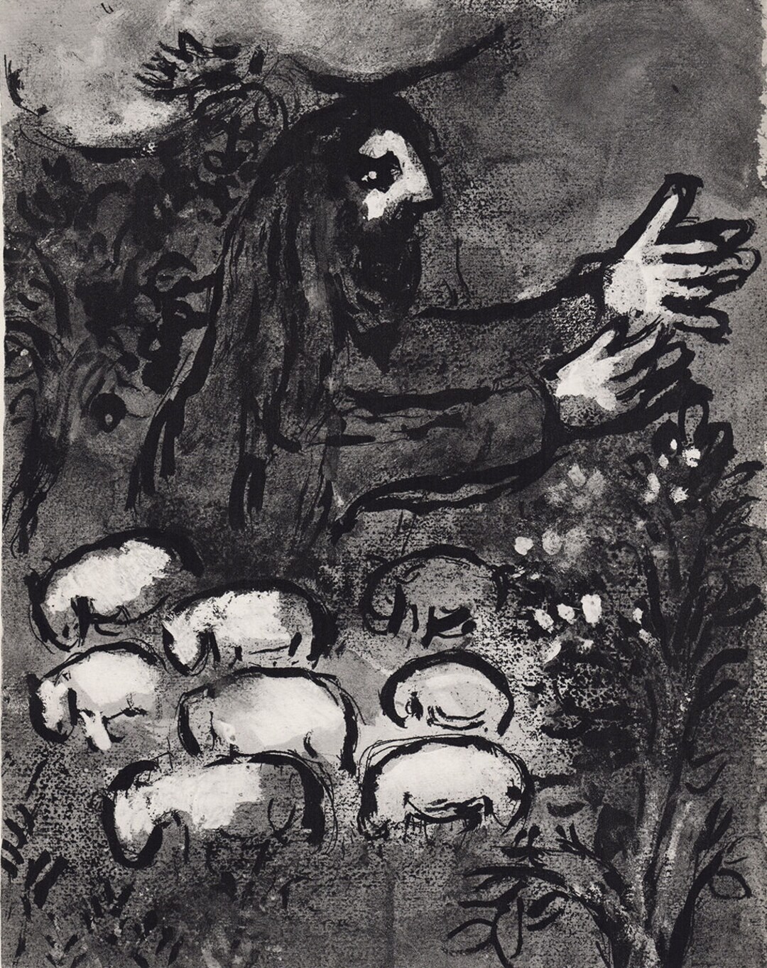 Marc Chagall 1960 Religious Antique Framed Print "amos' Answer to ...