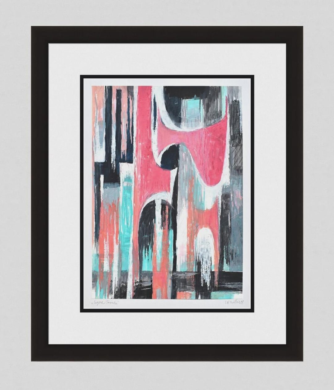SIGNED Josef Mathis 1988 ORIGINAL PAINTING "legere Formen" Framed ...