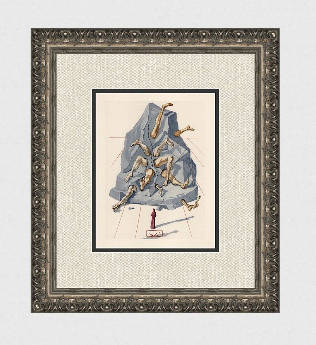 1960 Salvador DALI Authentic Divine Comedy Woodcut "souls Condemned for ...