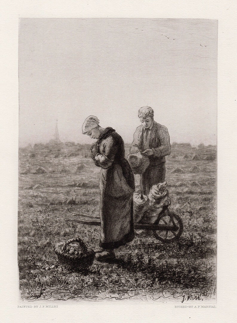 Jean-françois MILLET SIGNED 1800s Etching "praying the Angelus" Gallery ...